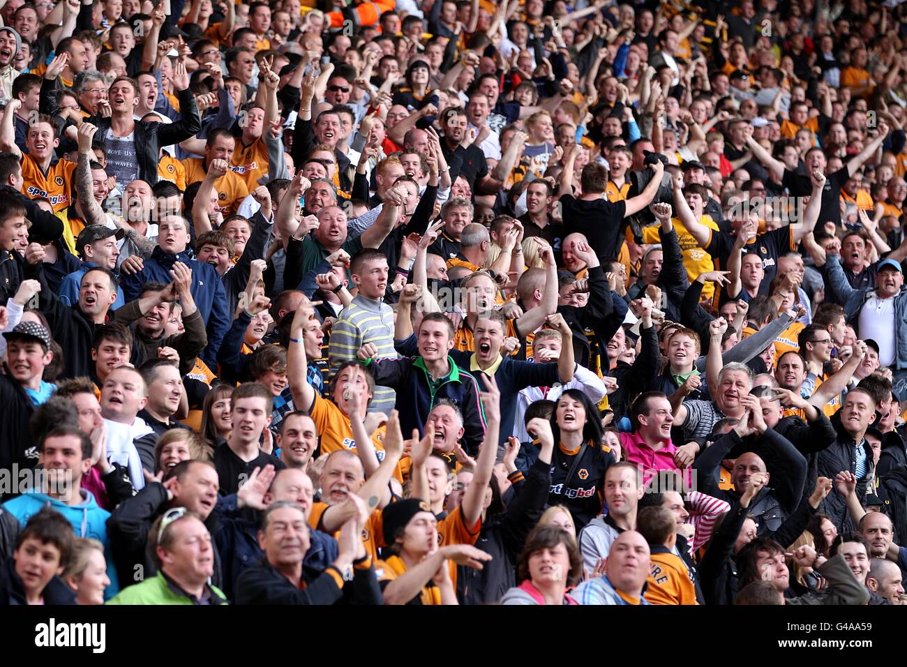 Wolverhampton Wanderers fans celebrate in the stands after Steven ...
