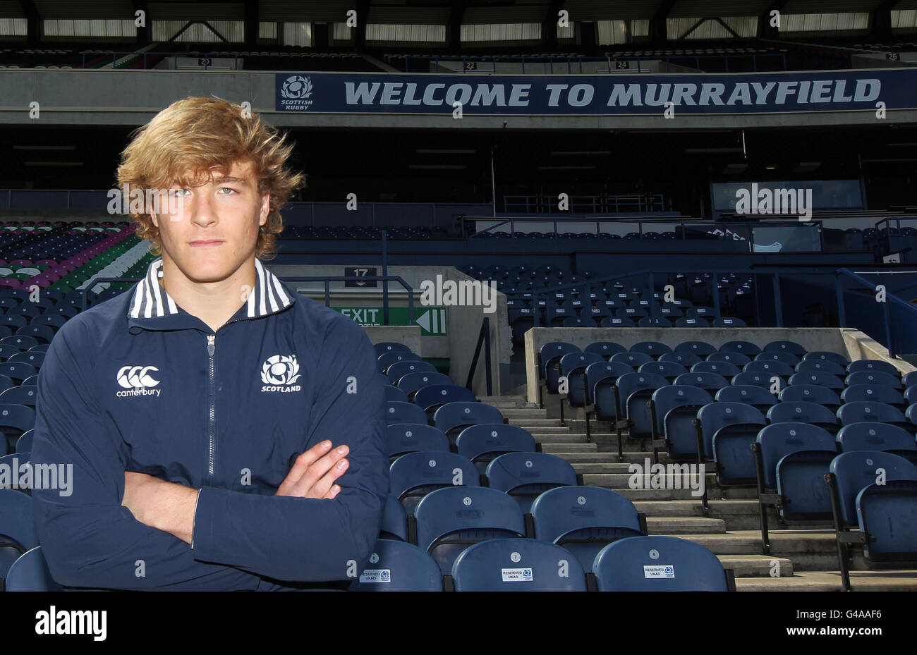 Scotlands david denton press conference murrayfield hi-res stock ...