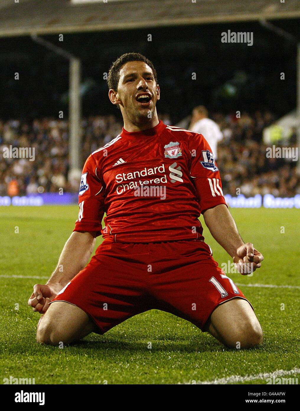Liverpool's Rodriguez Maxi celebrates his hat-trick goal Stock Photo ...