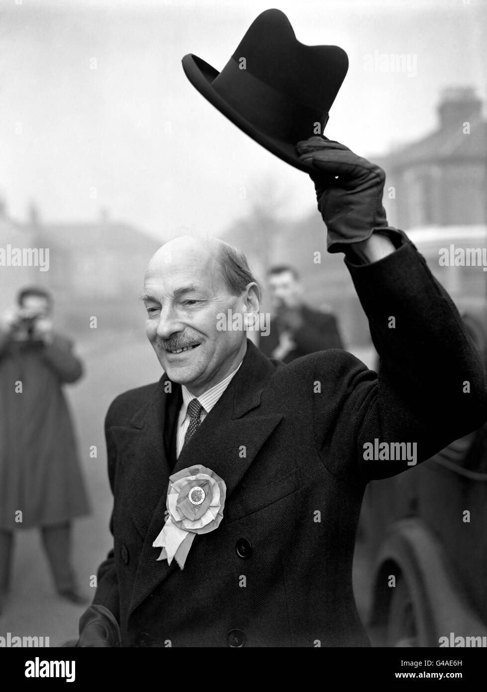 Prime Minister Clement Attlee touring his constituency of Walthamstow ...