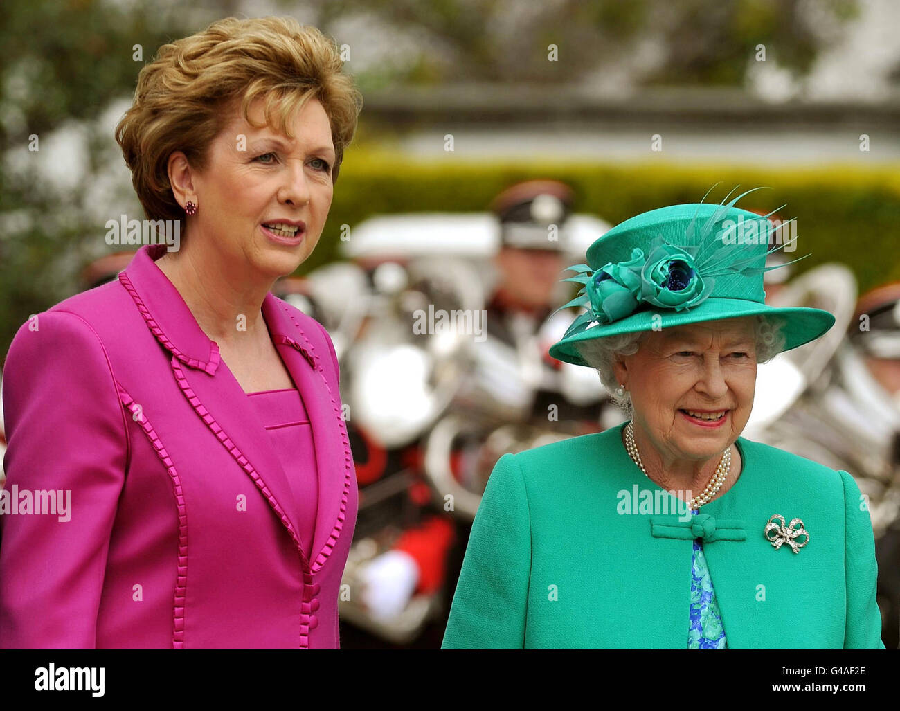 . Queen Elizabeth II with Irish President Mary McAleese (left) after ...
