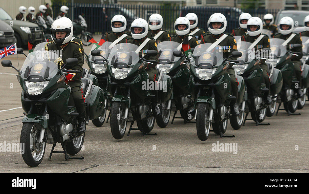 Motorcycle outriders are seen at Casement Aerodrome, Baldonnel, ahead ...