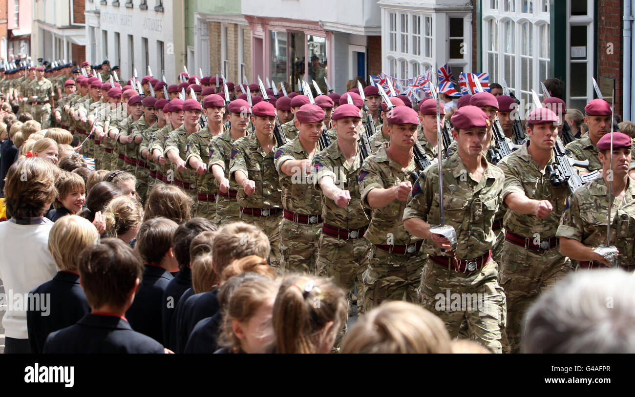 Servicemen from 23 Engineer Regiment, march through the centre of ...