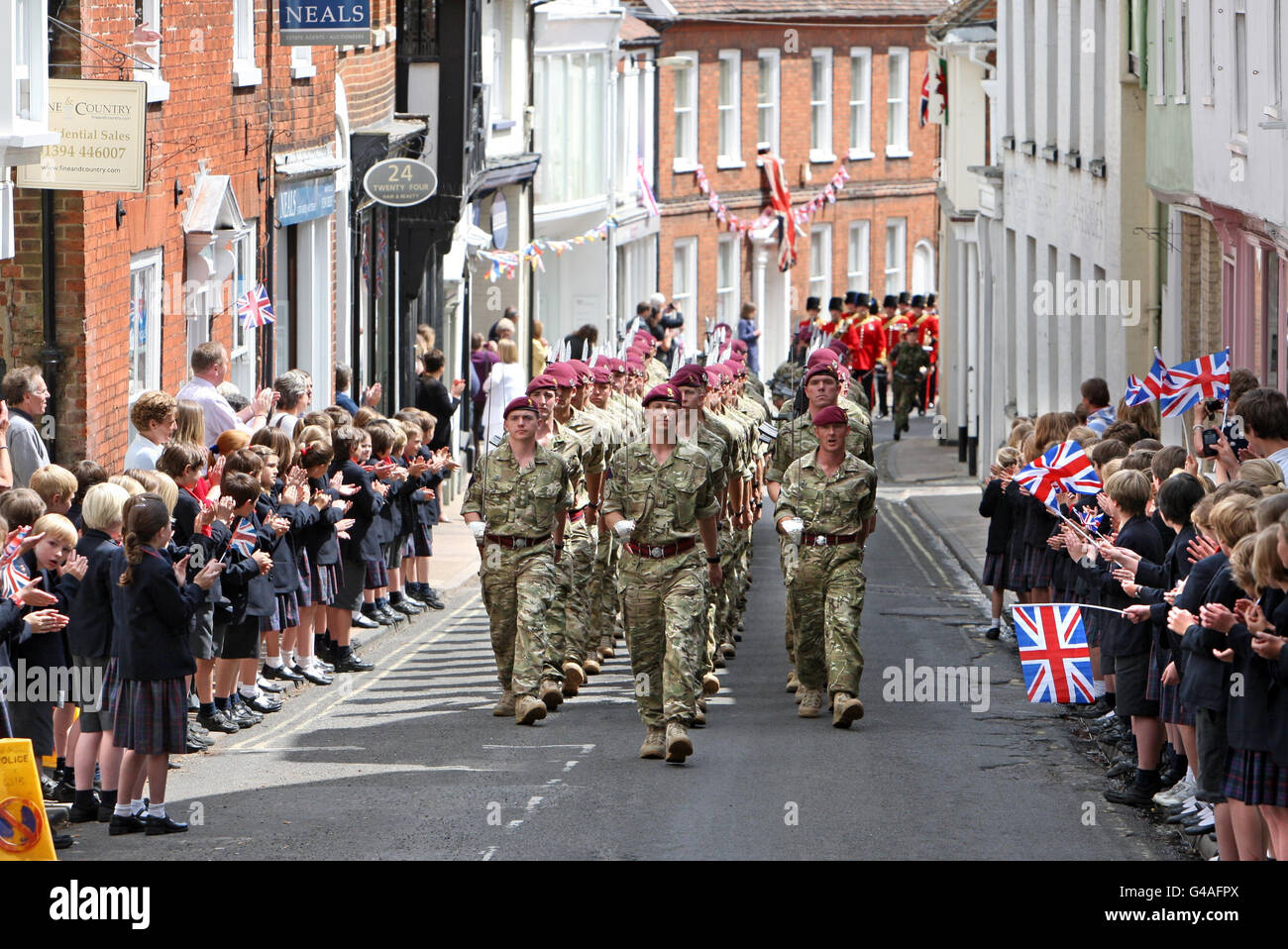 Servicemen from 23 Engineer Regiment, march through the centre of ...