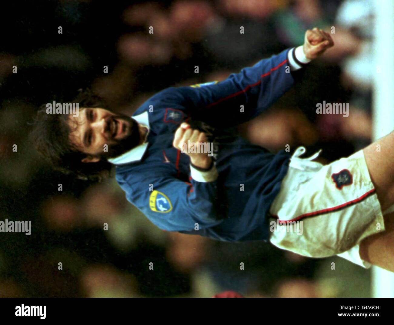 Marco Negri celebrates after scoring the first goal for Rangers in ...
