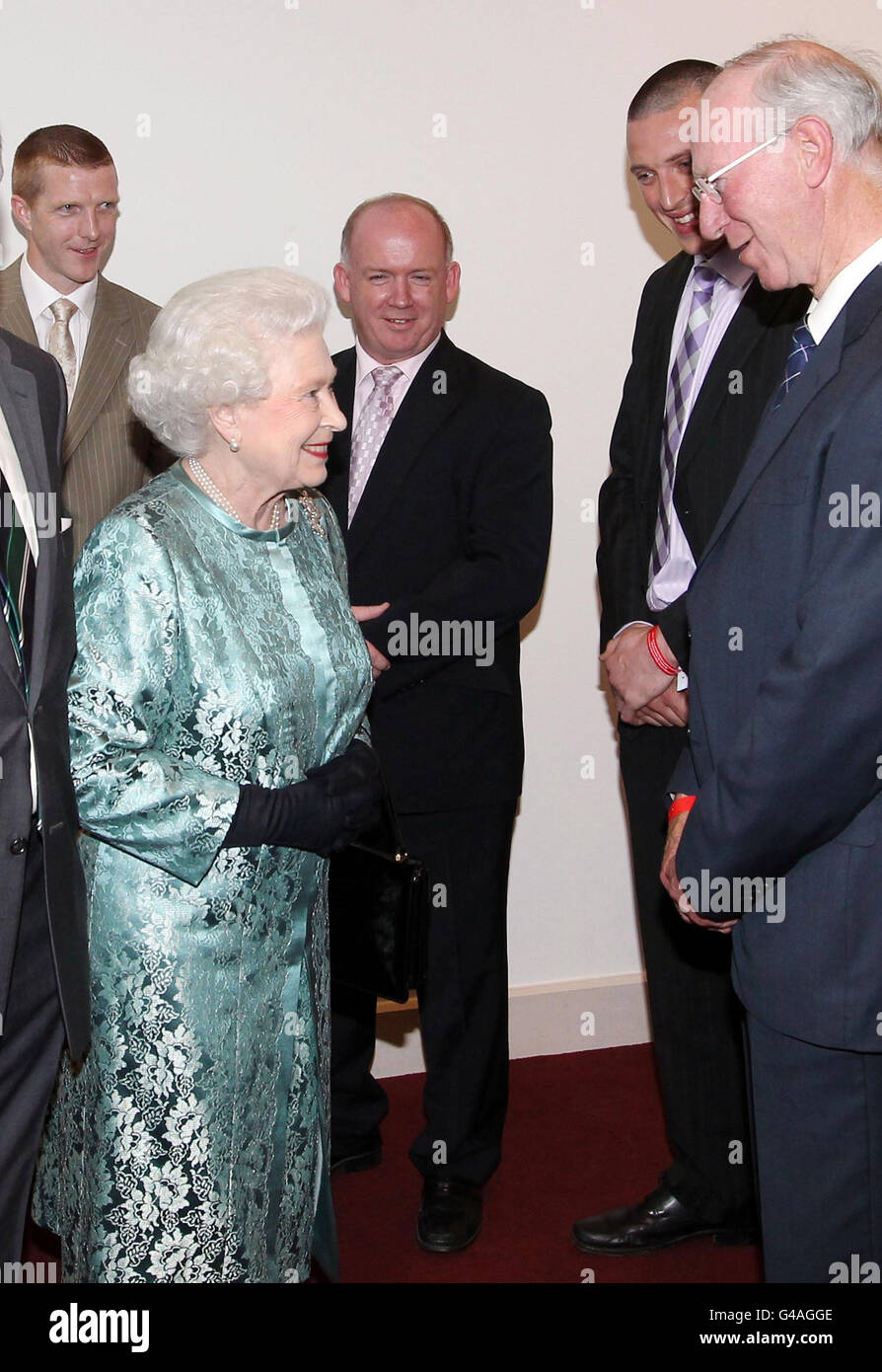 Queen Elizabeth II meets from left Kilkenny Hurler, Henry Shefflin ...