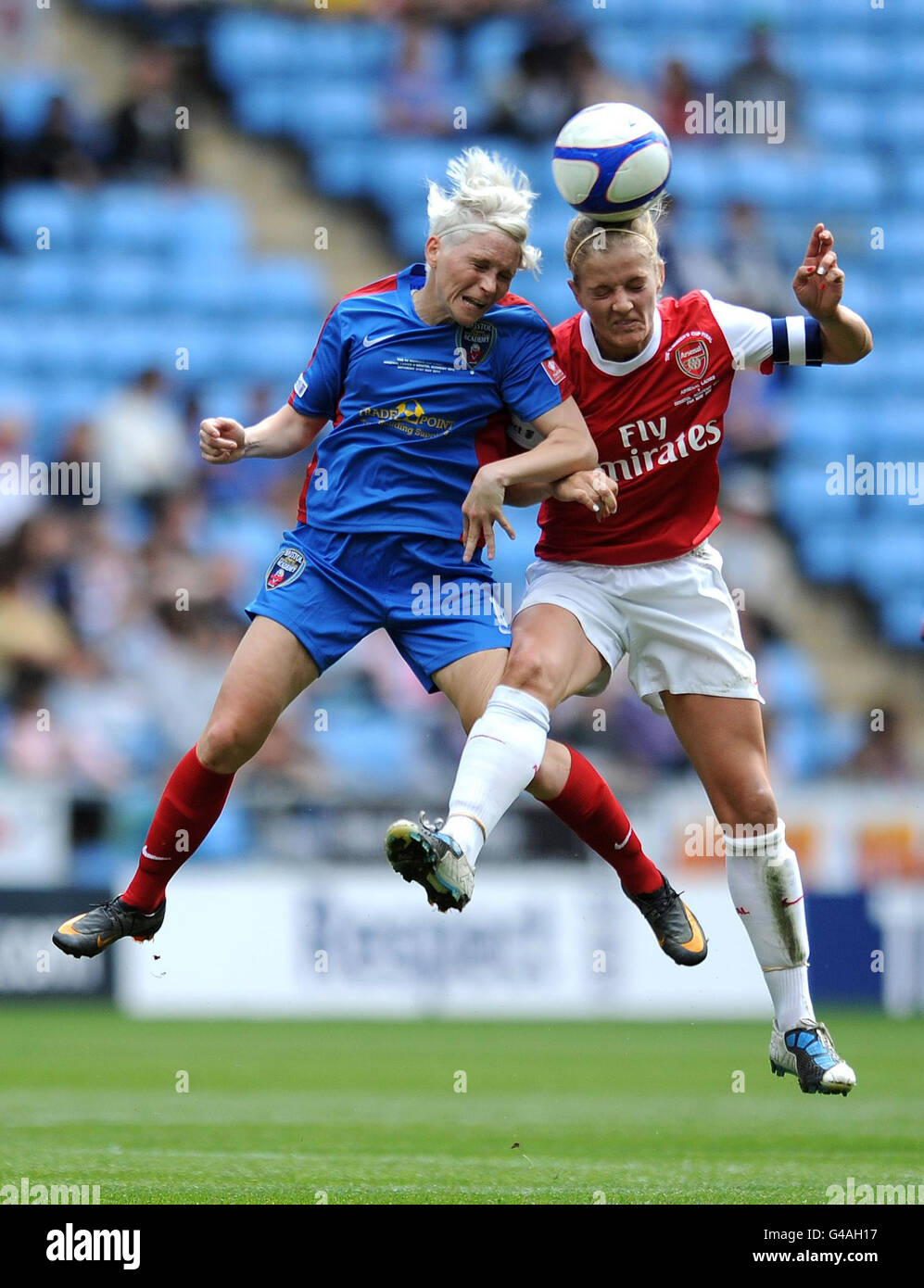 Arsenal's Katie Chapman (right) and Bristol Academy's Jess Fishlock ...