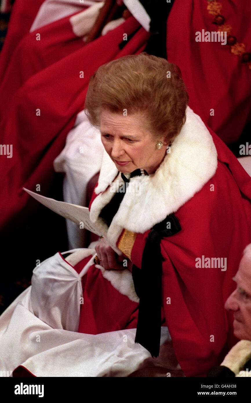Baroness Thatcher in her robes during the State opening of Parliament ...