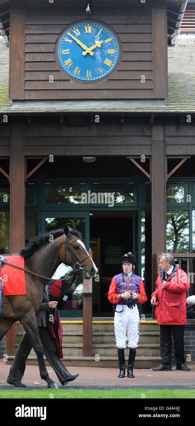 Jockey Jamie Spencer enters the parade ring during the Betfred Silver ...