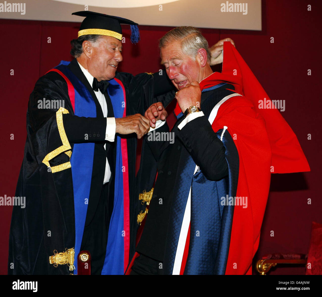 The Prince of Wales with Sir John Ritblat during a ceremony at St James ...