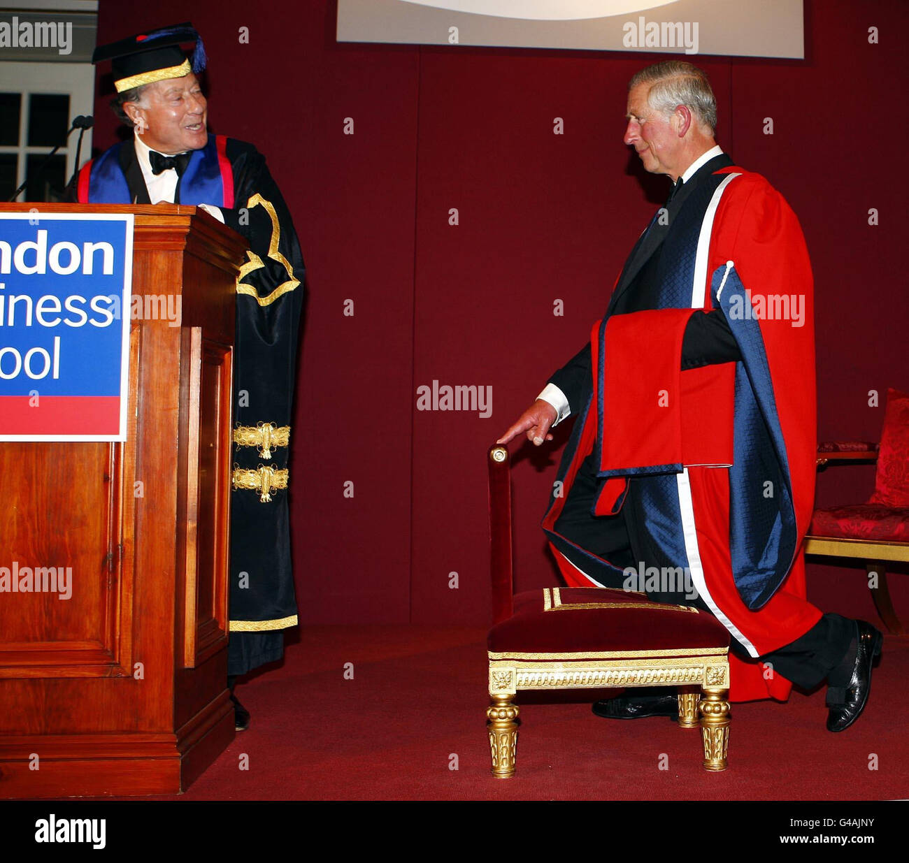 The Prince of Wales with Sir John Ritblat during a ceremony at St James ...