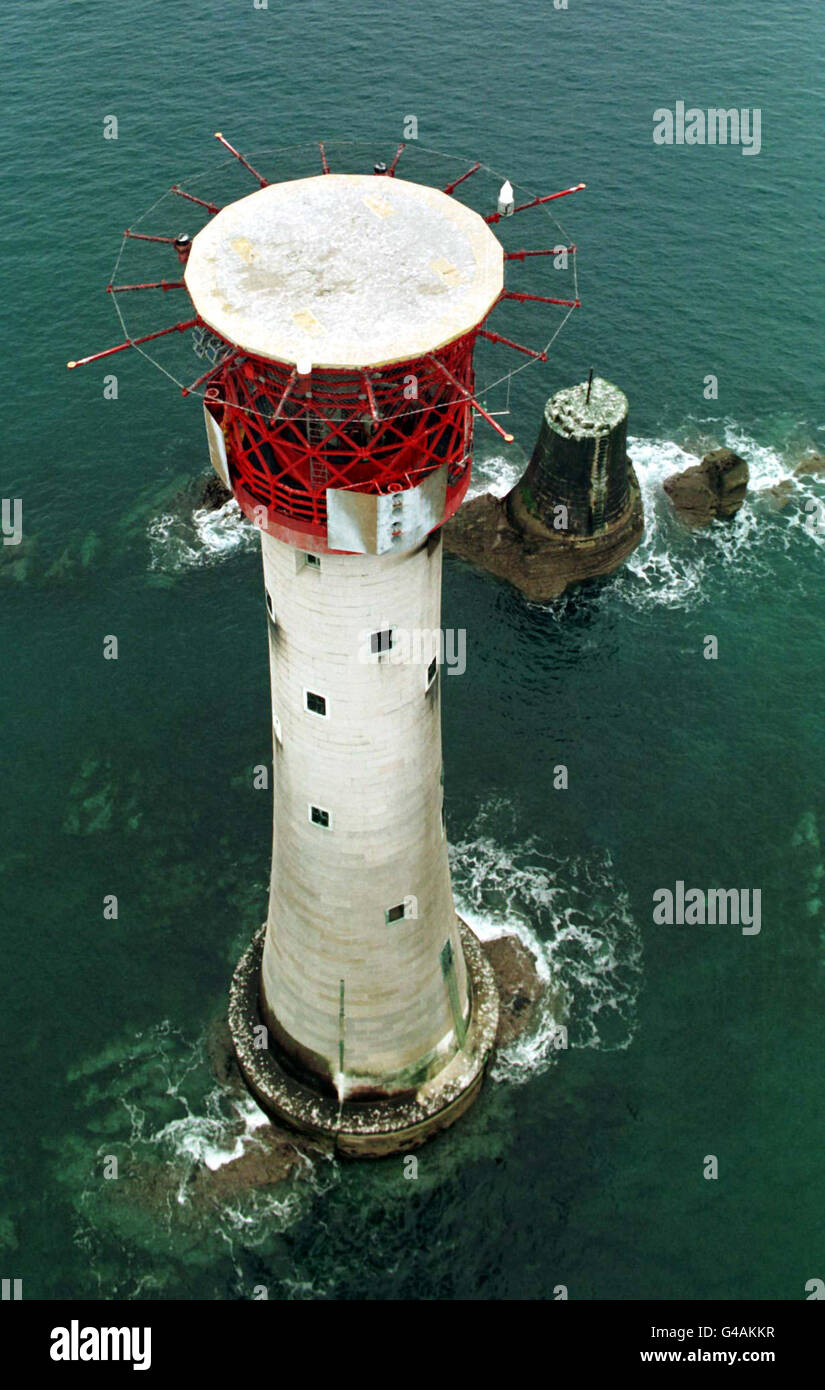 Eddystone Lighthouse off Plymouth (the stump alongside the lighthouse ...