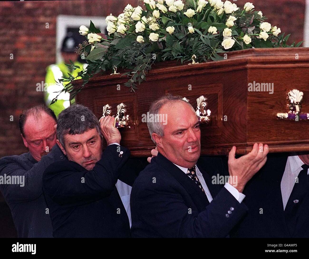 A mass of white roses on the coffin of Yorkshire and England Cricketer ...