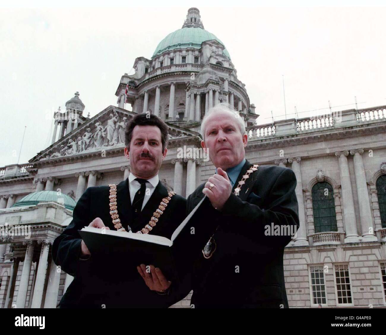 The Lord Mayor of Belfast, Councillor Alban Maginness (left) and the ...