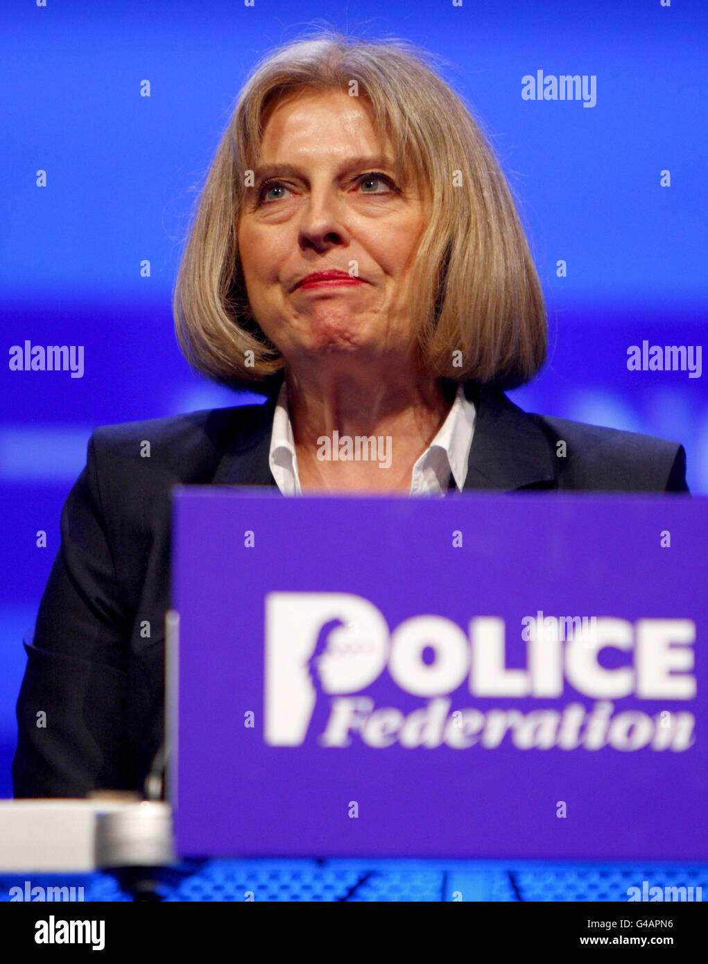 Home Secretary Theresa May speaks at the Police Federation conference ...