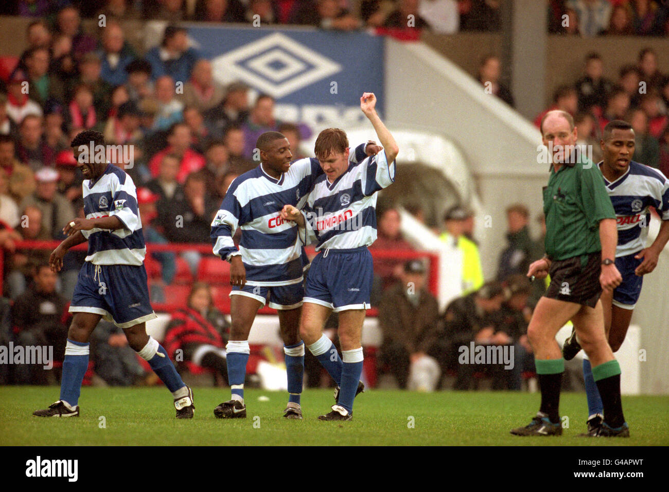 Queens Park Rangers' Bradley Allen (r) celebrates his goal with ...