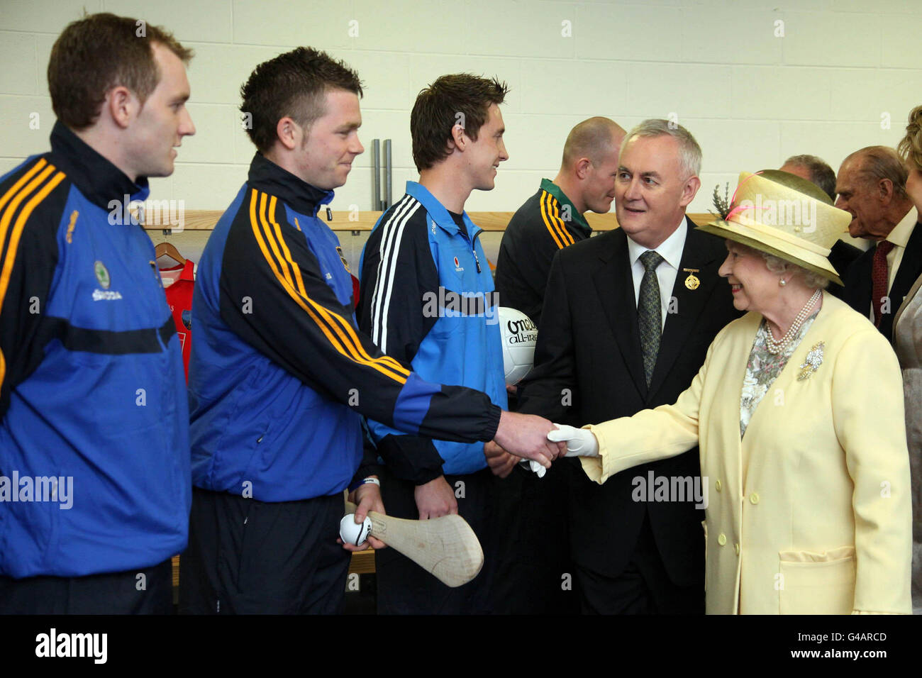 Queen Elizabeth II and GAA President Christy Cooney meet (from left ...