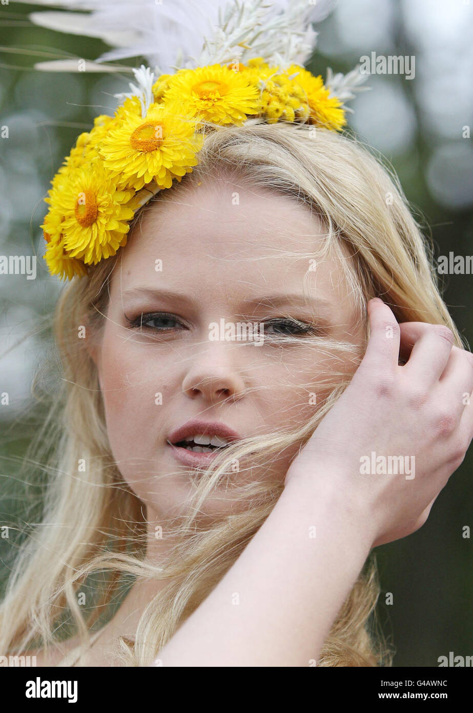 Model Adeele Rassel walks through the Australian Garden at the Chelsea ...