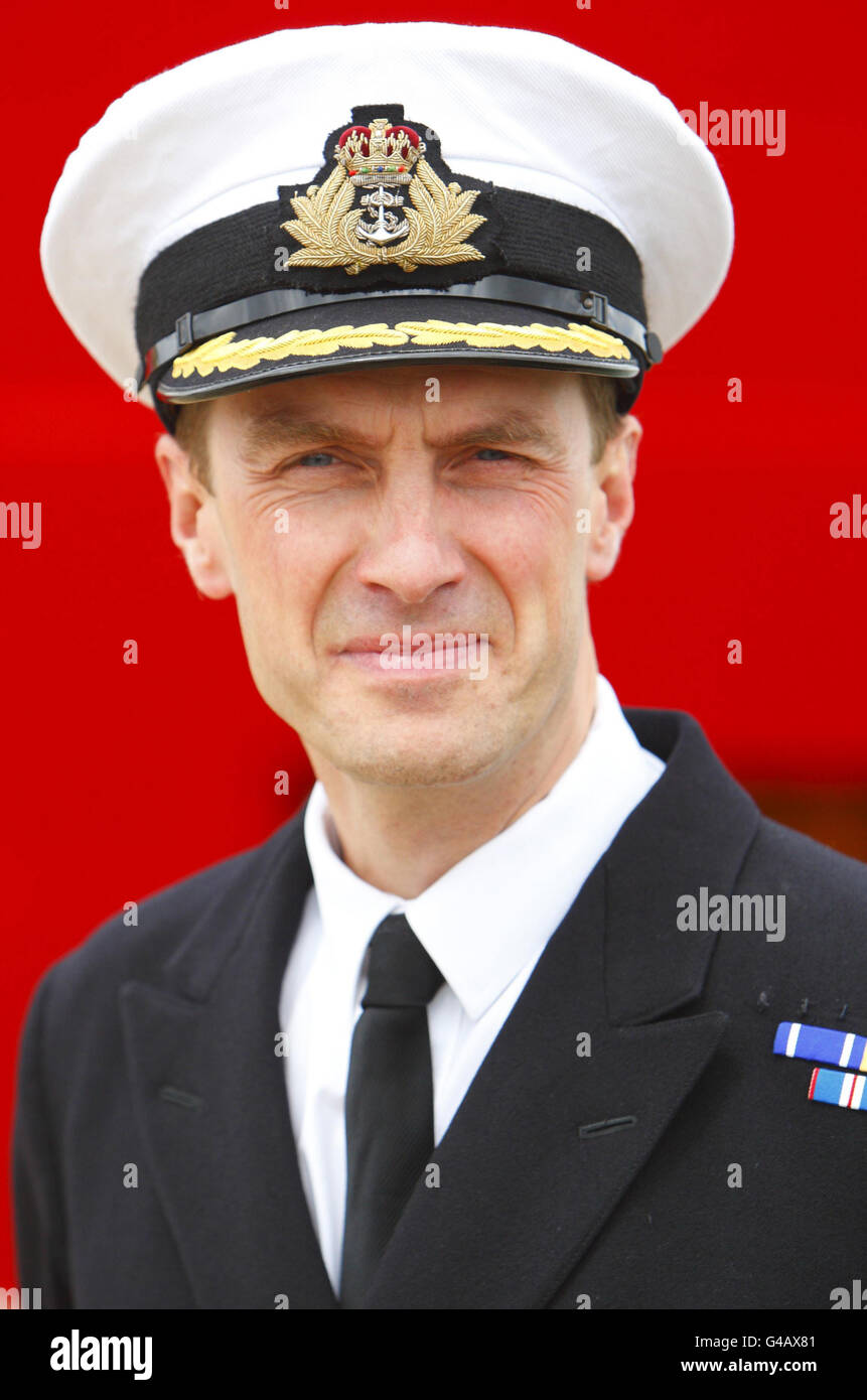 Captain Peter Sparkes, Commanding Officer of HMS Protector pictured as ...