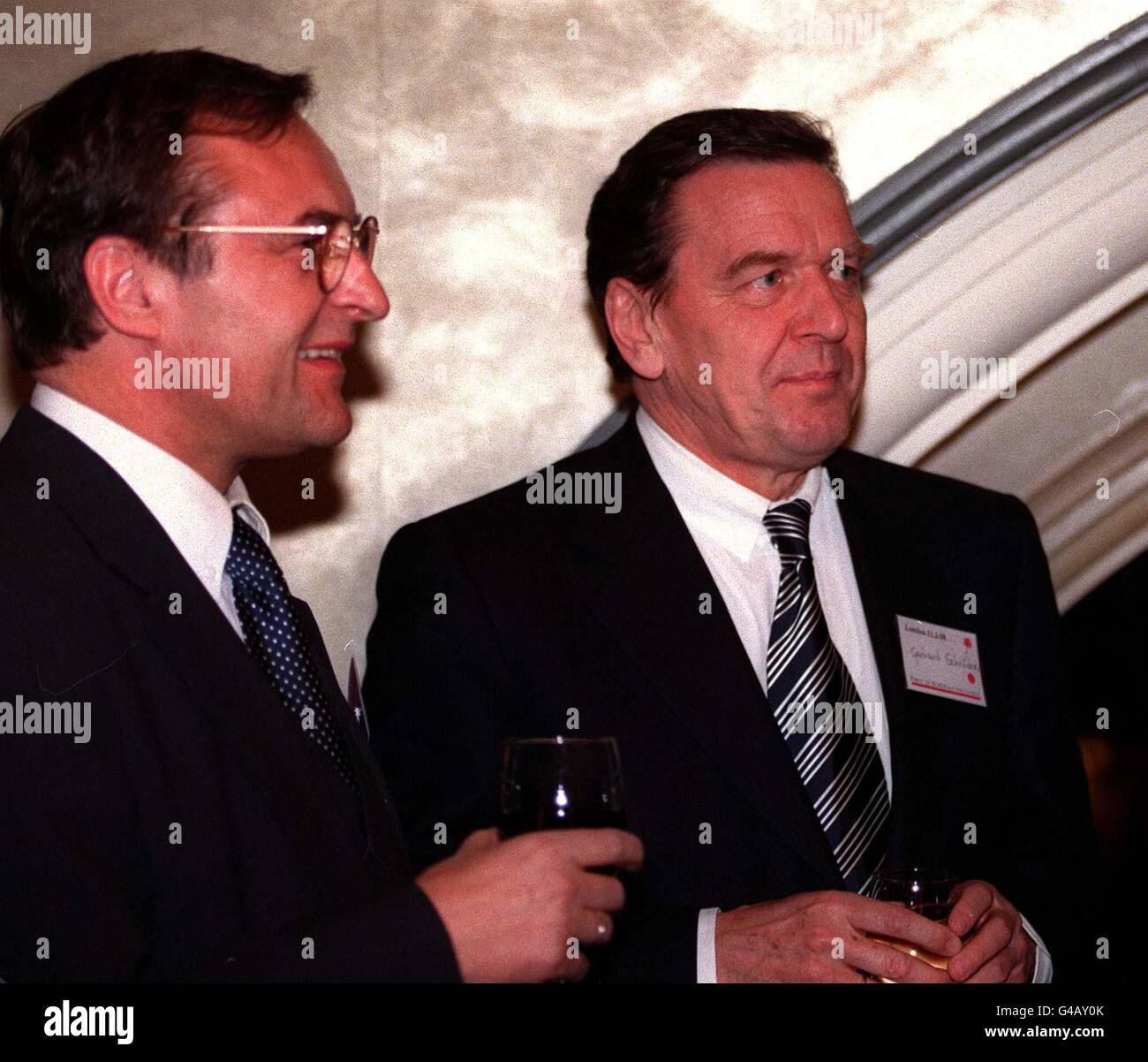 Gerhard Schroeder leader of the German Social Democrats, (right) with ...