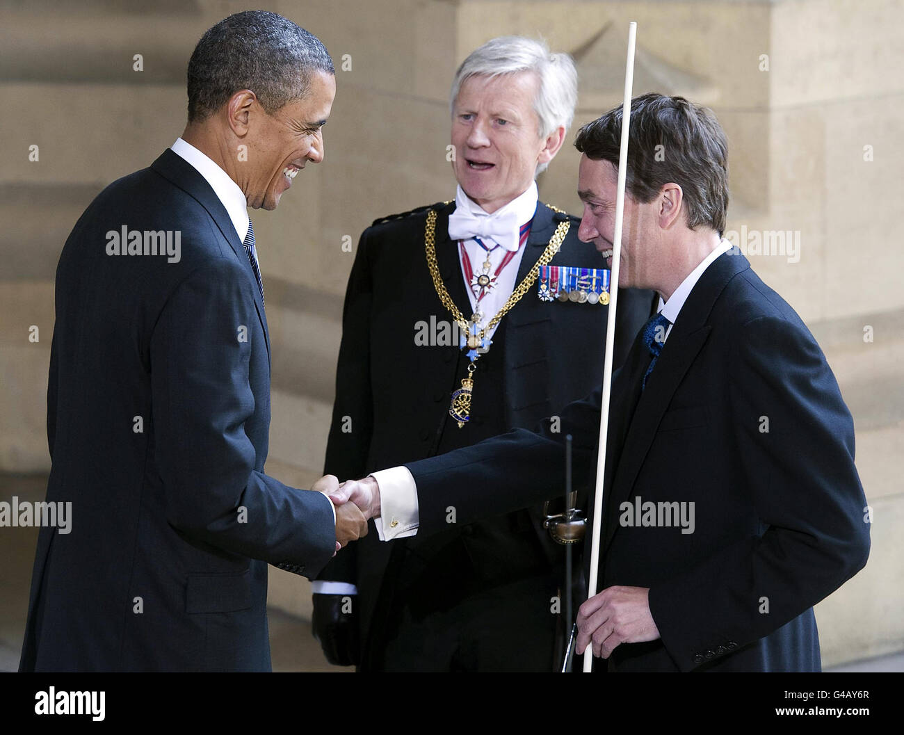 U.S President Barack Obama is greeted by the Lord Great Chamberlain ...