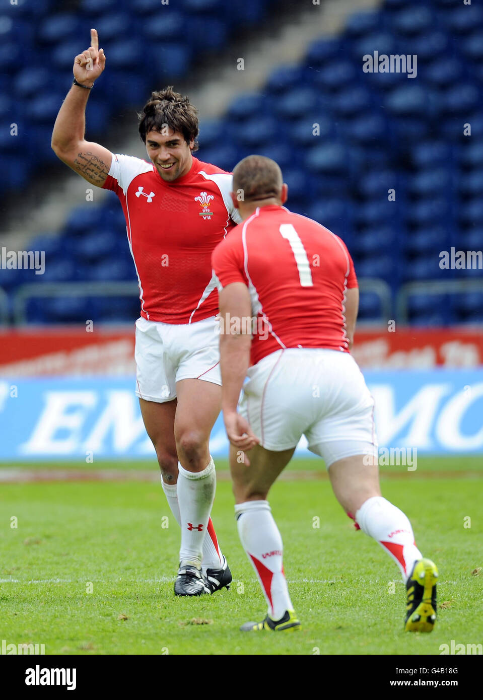 Wales Gareth Owen celebrates after scoring the winning points during ...