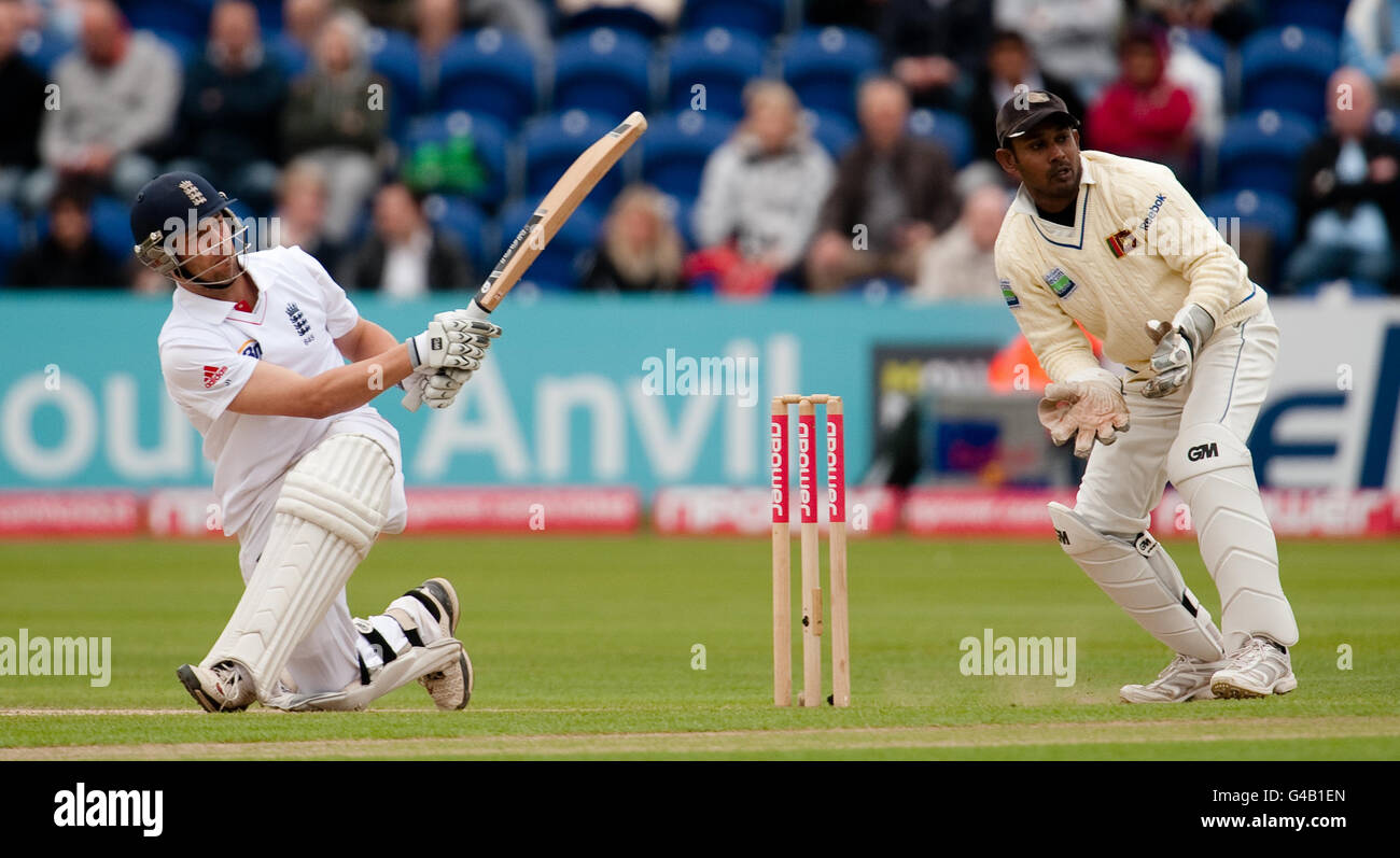England's Jonathan Trott bats during day four of the npower First Test ...