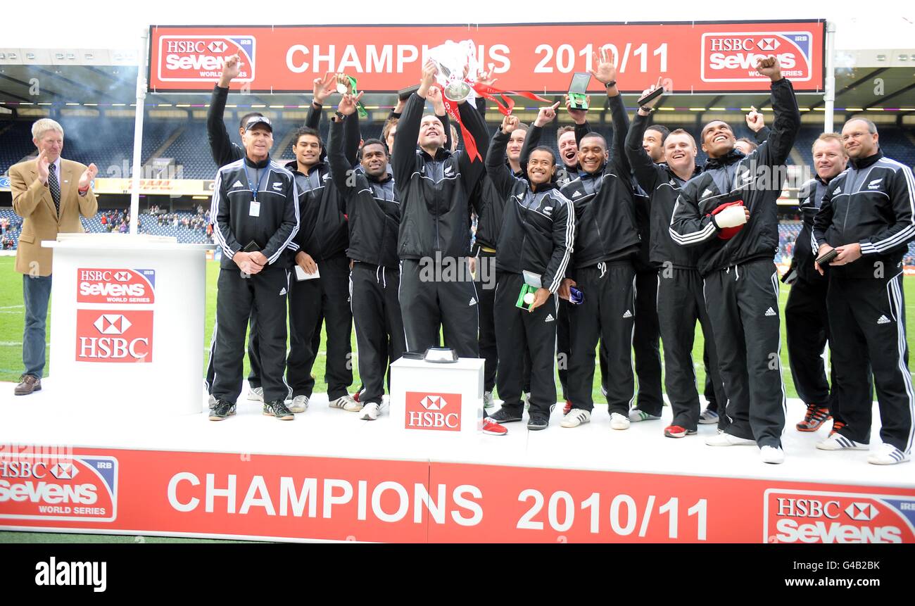New Zealand, Winners of the HSBC World Series, celebrate during the ...