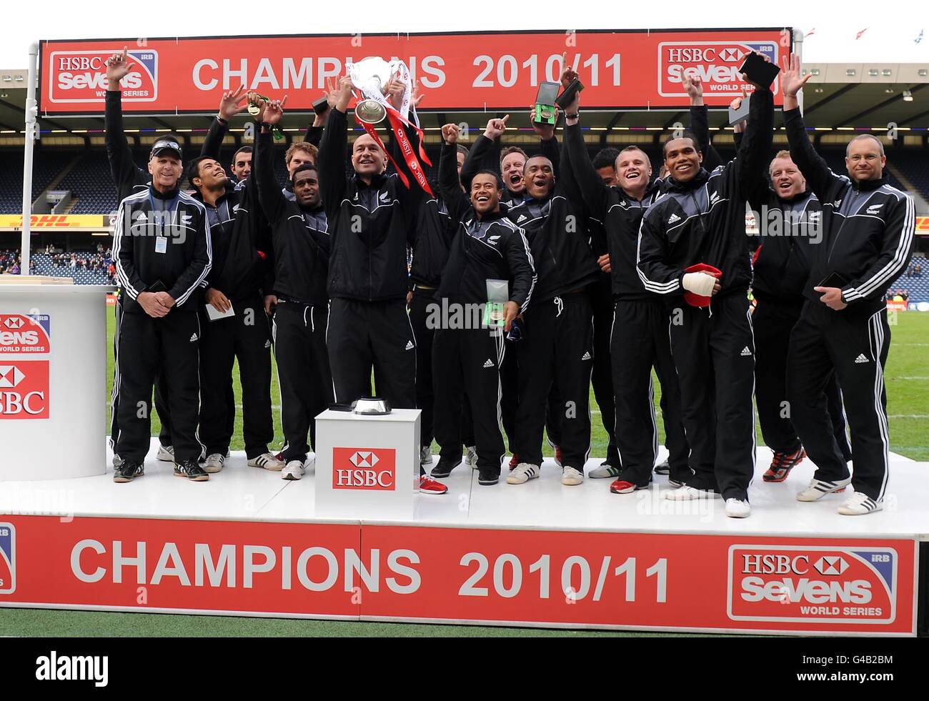 New Zealand, Winners of the HSBC World Series, celebrate during the ...