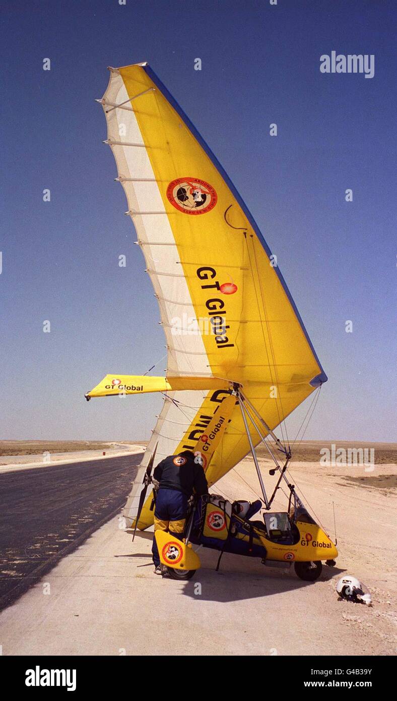 British Microlight GT Global Flyer sits beside the Trans Arabian ...