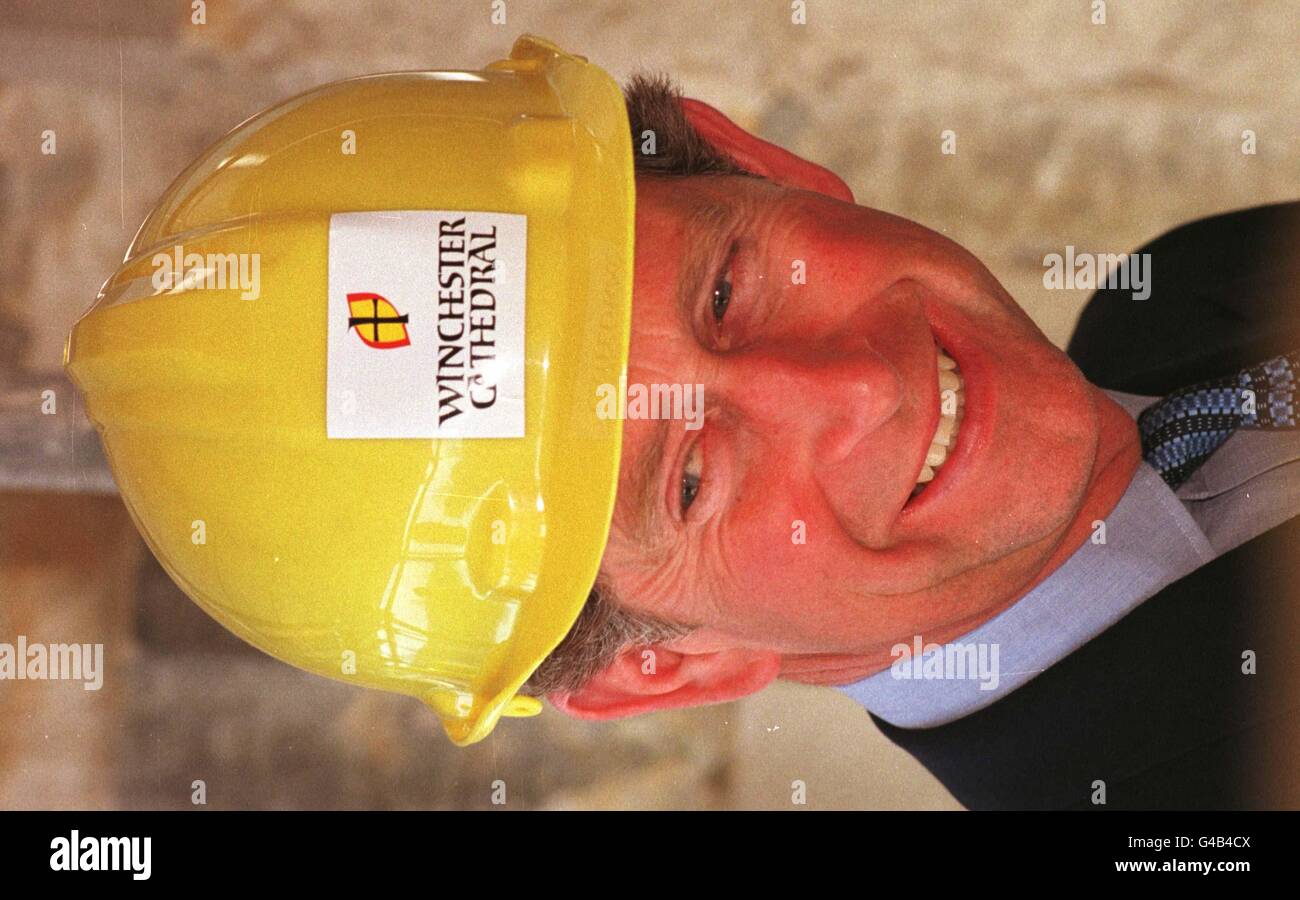 The Prince of Wales wearing a hard hat during a visit to the Winchester ...