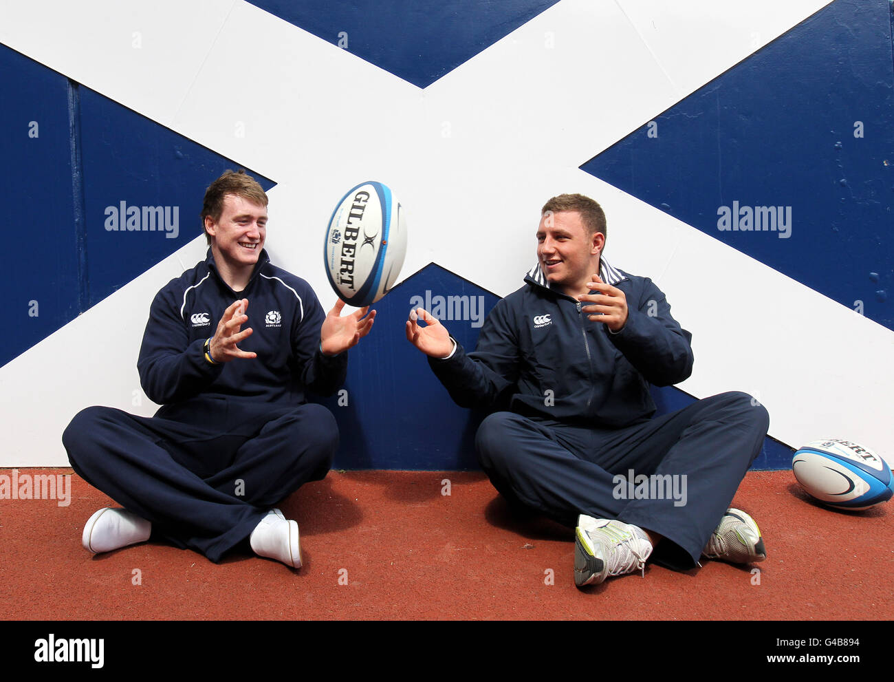 Scotland u20 player Stuart Hogg (left) and Duncan Weir prior to leaving ...