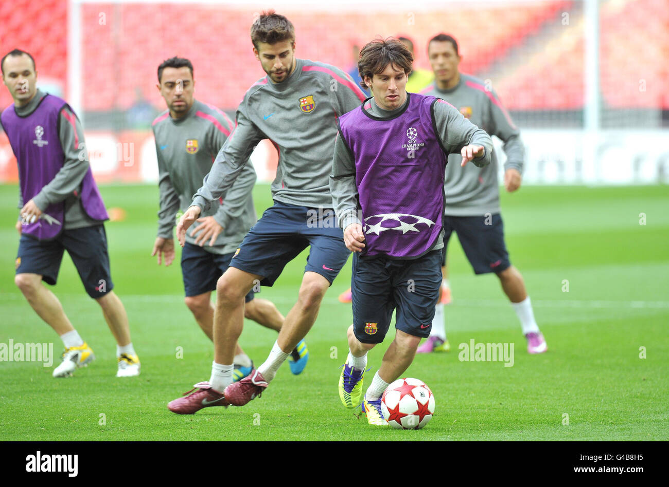 Barcelonas lionel messi training session wembley stadium hi-res stock ...