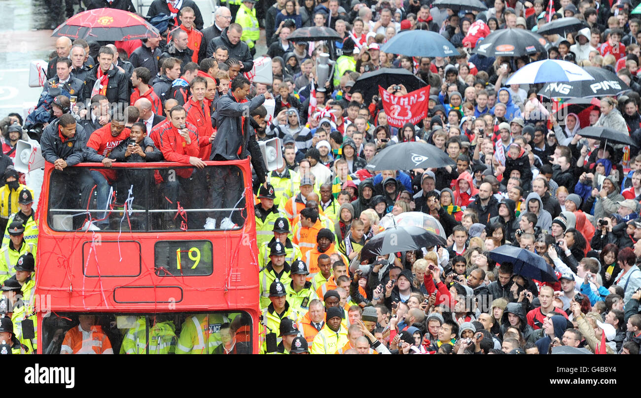 Manchester united with the champions league the barclays premier league ...