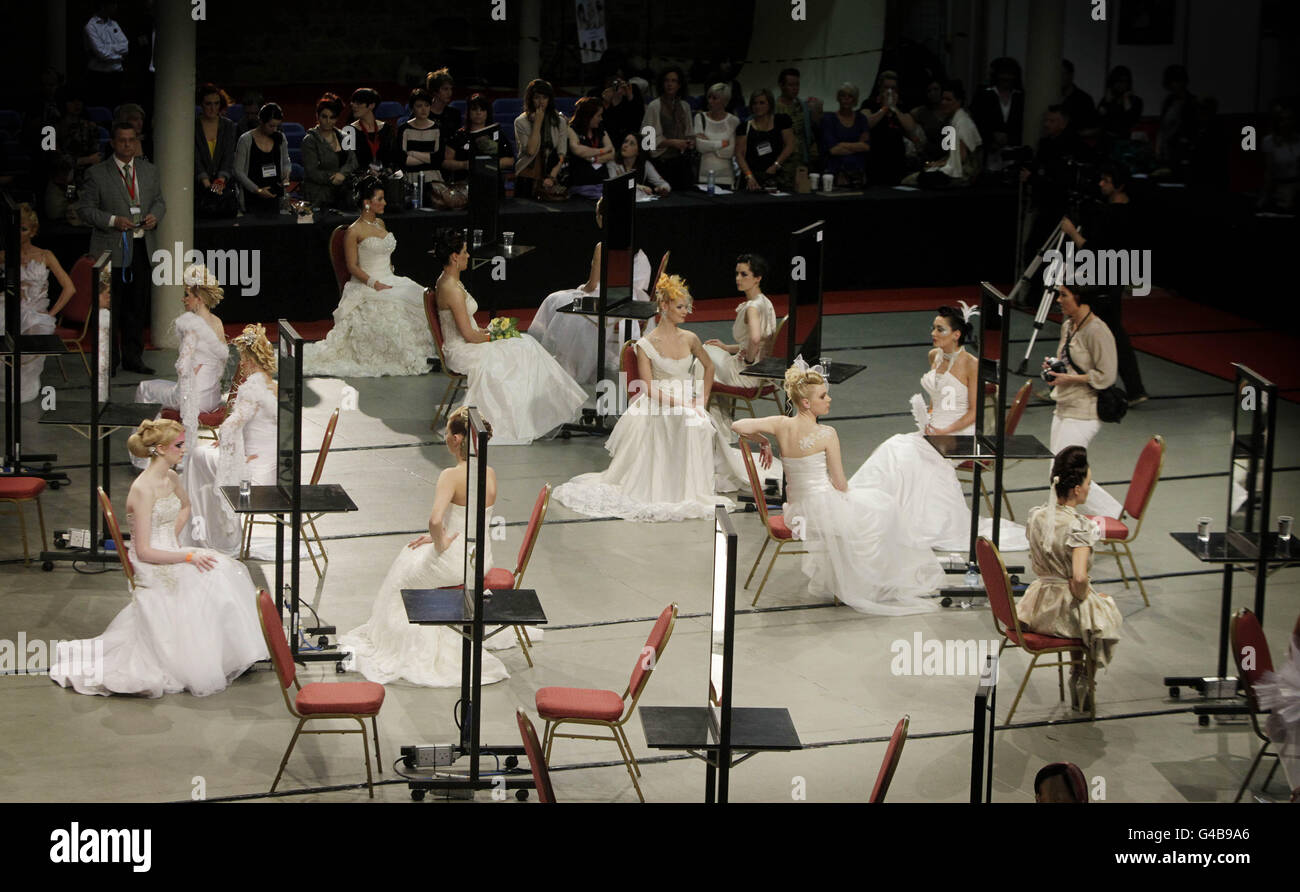 Models await judging in the Bridal section of the OMC European ...