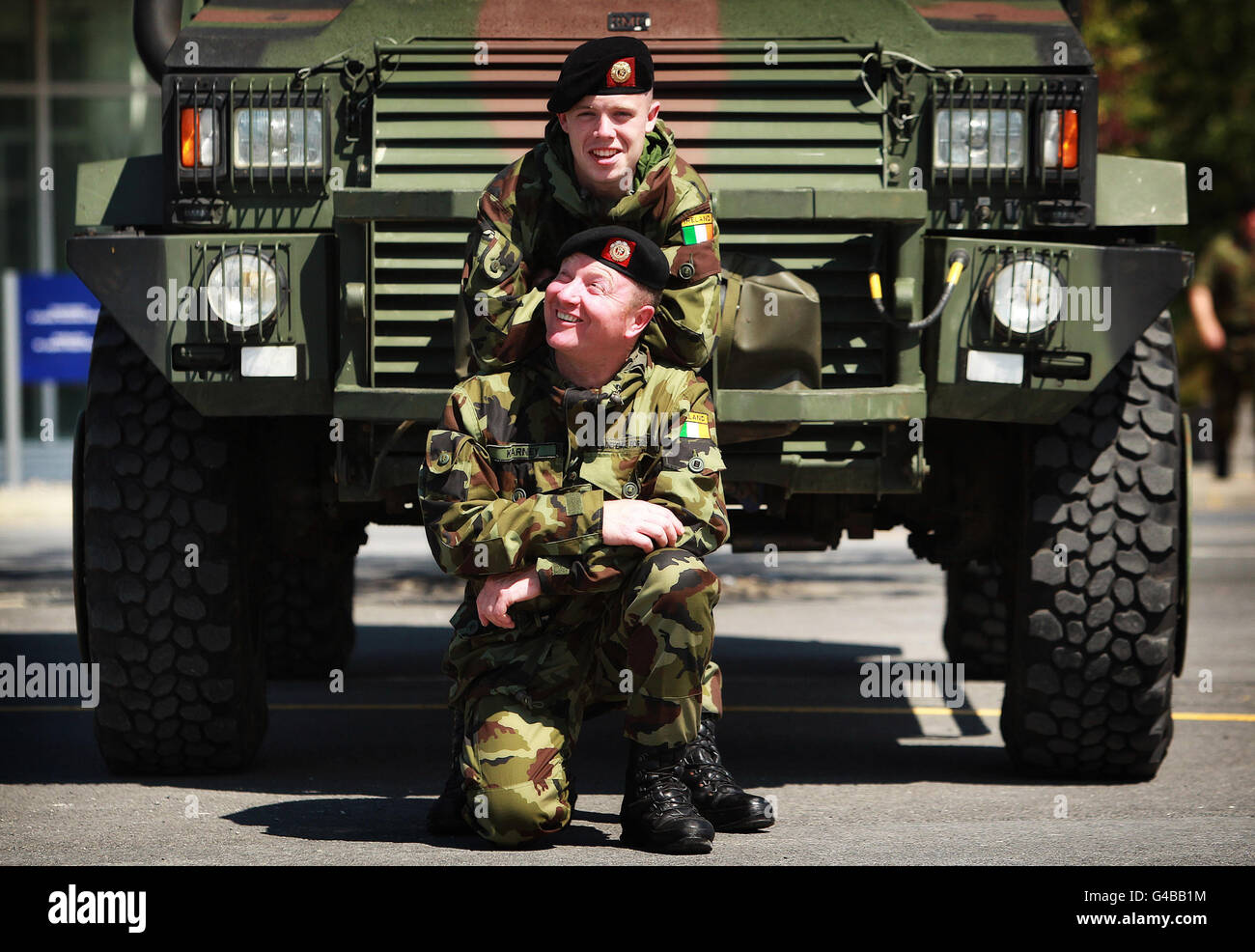 Sgt Brian Kearney with his son, Private Dean Kearney, at Custume ...