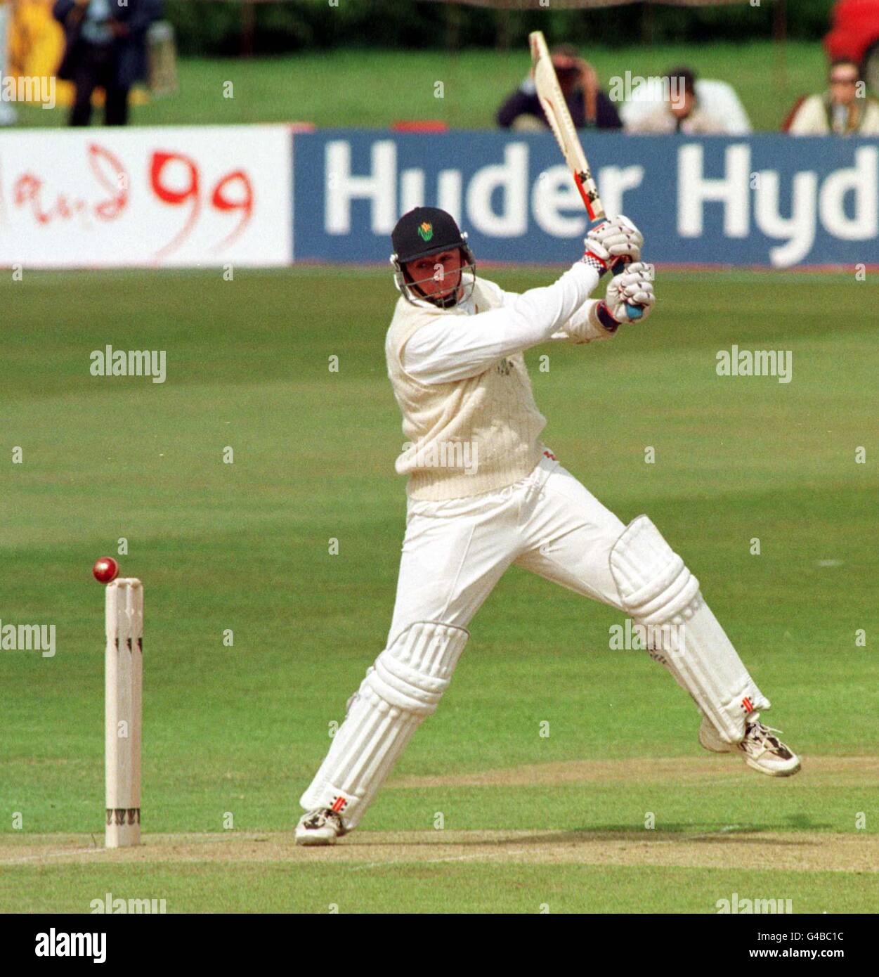 Glamorgan's Robert Croft on his way to his fifty against Essex in the ...