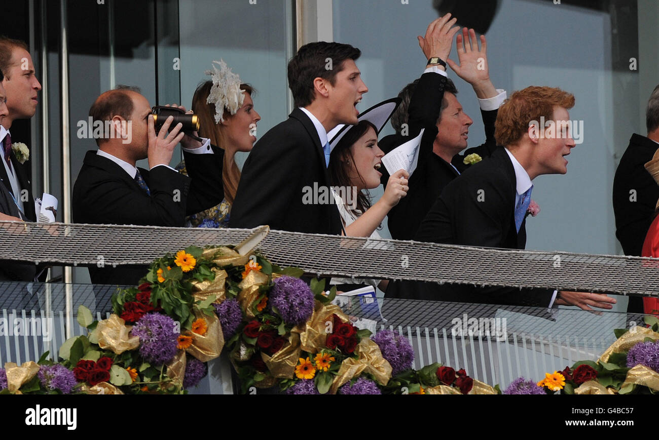The Royal Balcony react with Prince Harry cheering as John Warren the ...