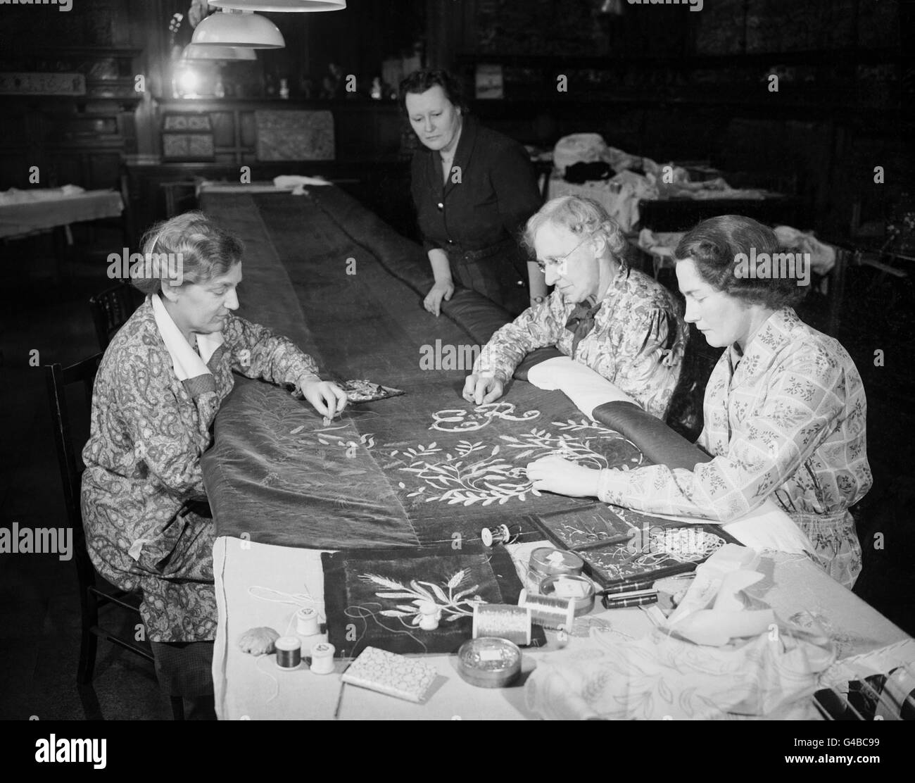 Violet Wise, left; Head of Workroom, Rhoda Rasey (standing); Miss B ...