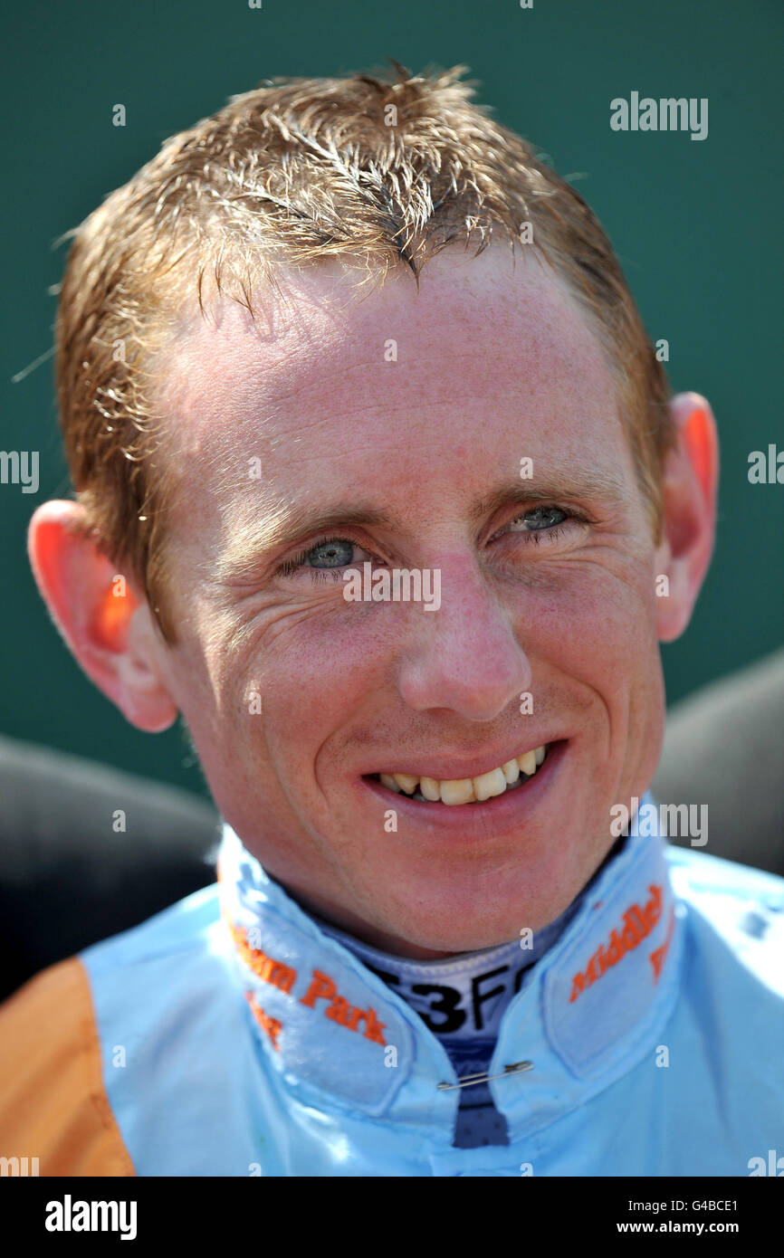 Jockey Paul Hanagan after winning the Manor House Stables Lily Agnes ...