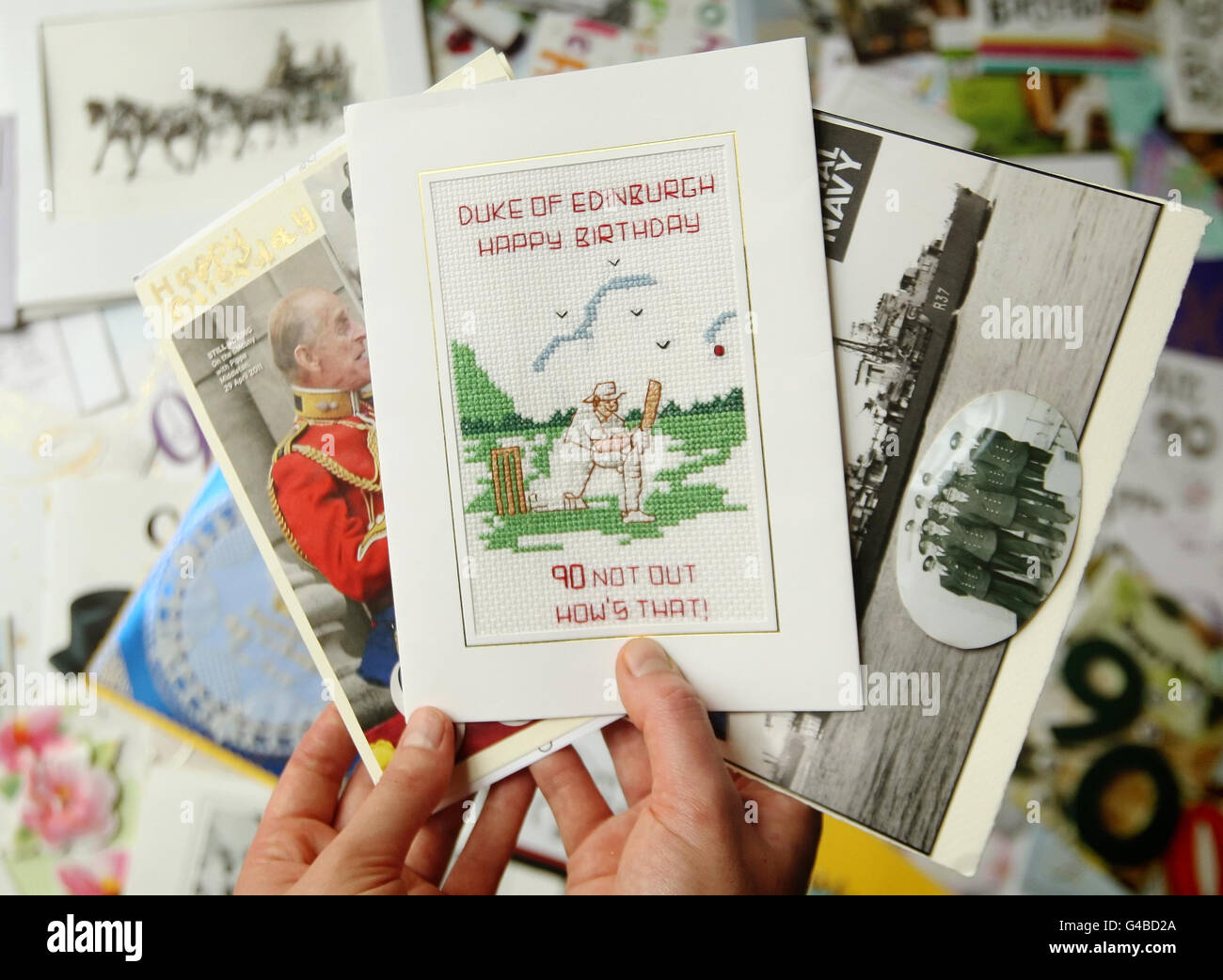 A selection of 90th birthday cards received by the Duke of Edinburgh ...