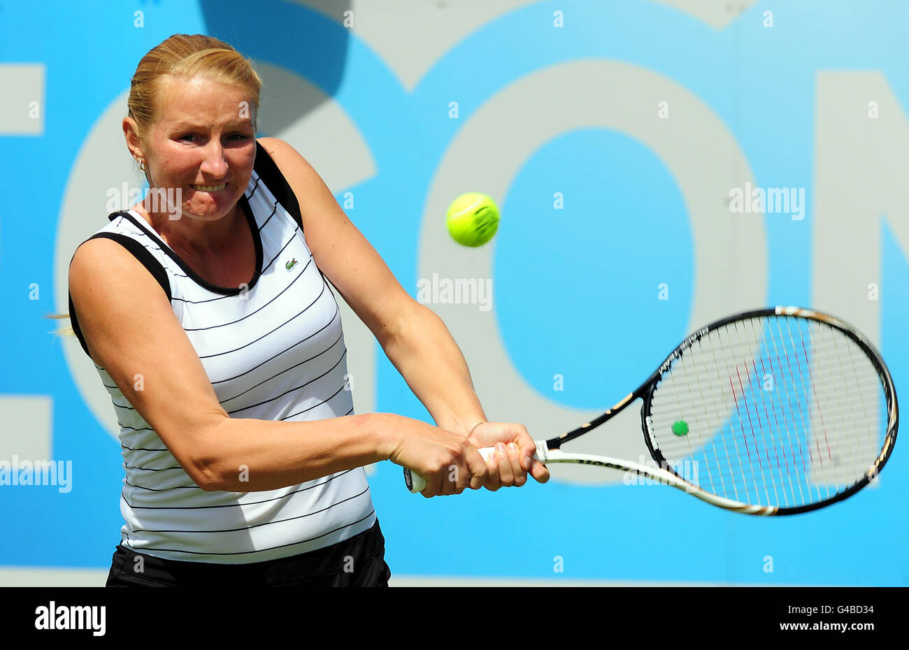 Russia's Alla Kudryavtseva during her game with Slovakia's Daniela ...