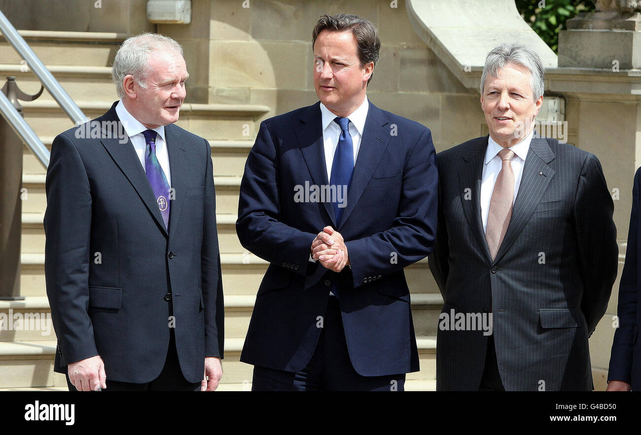 Prime Minister David Cameron arrives at Stormont Castle in Belfast ...