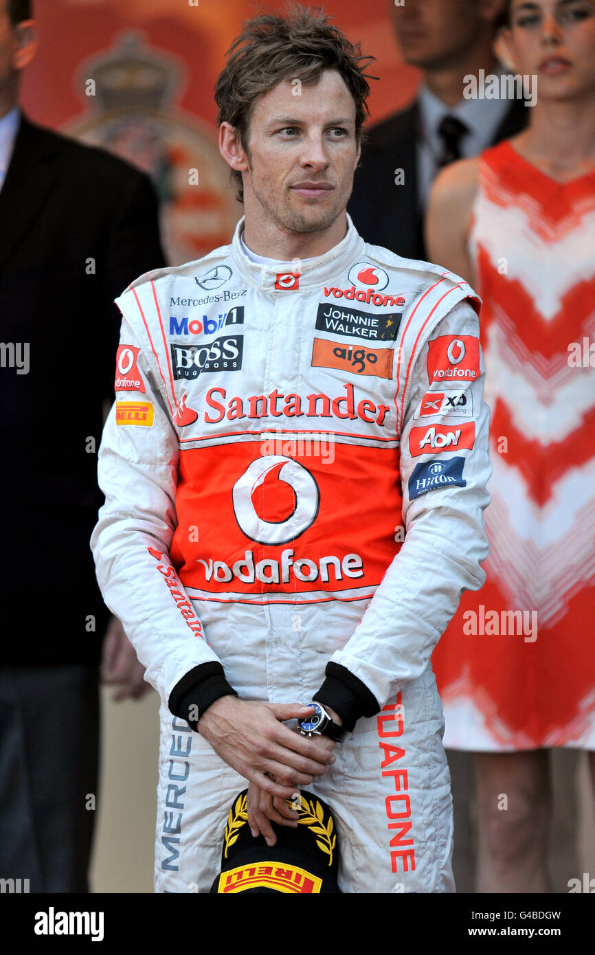 Great Britain's Jenson Button reflects on his third place finish during ...