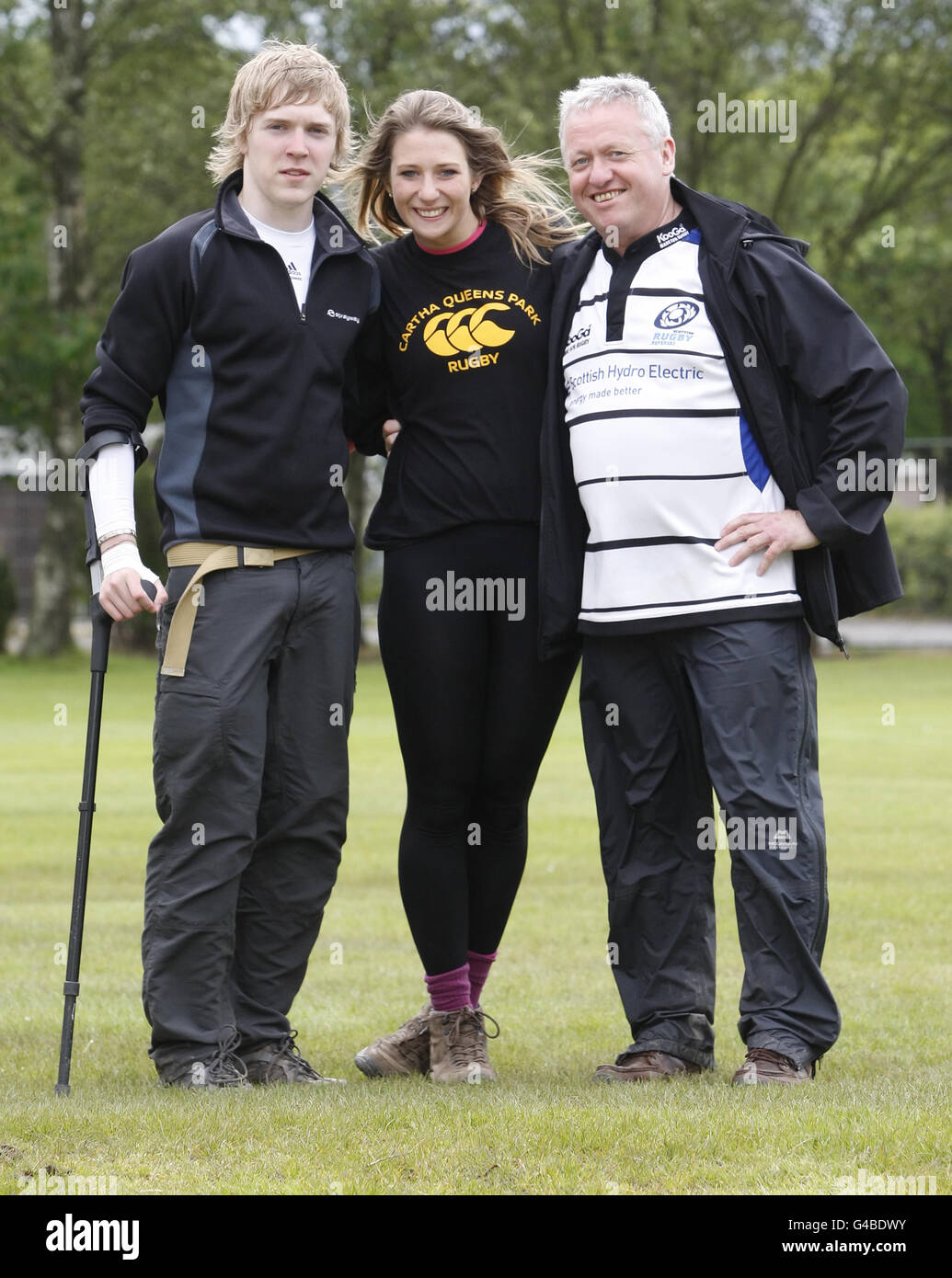 Connor Docherty (left) with physio Eilidh Dorrian (centre) after ...