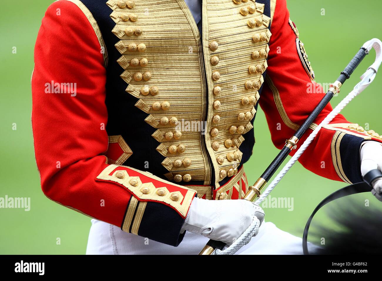 Detail of the outfits of the servicemen in the royal procession during ...
