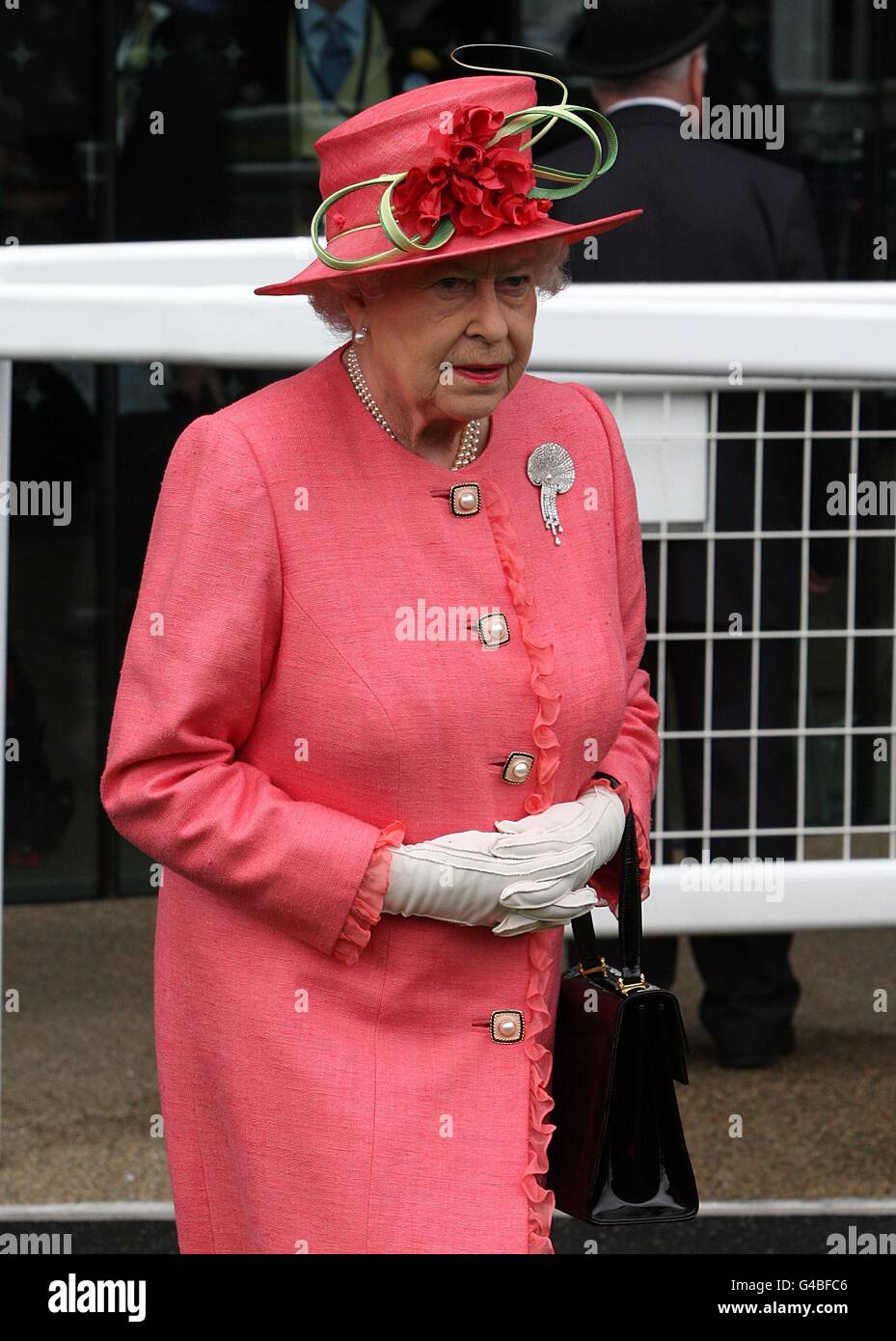 Queen Elizabeth II in the winners enclosure during Day Three of the ...