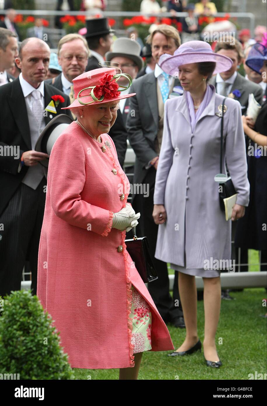 Queen Elizabeth II in the winners enclosure during Day Three of the ...
