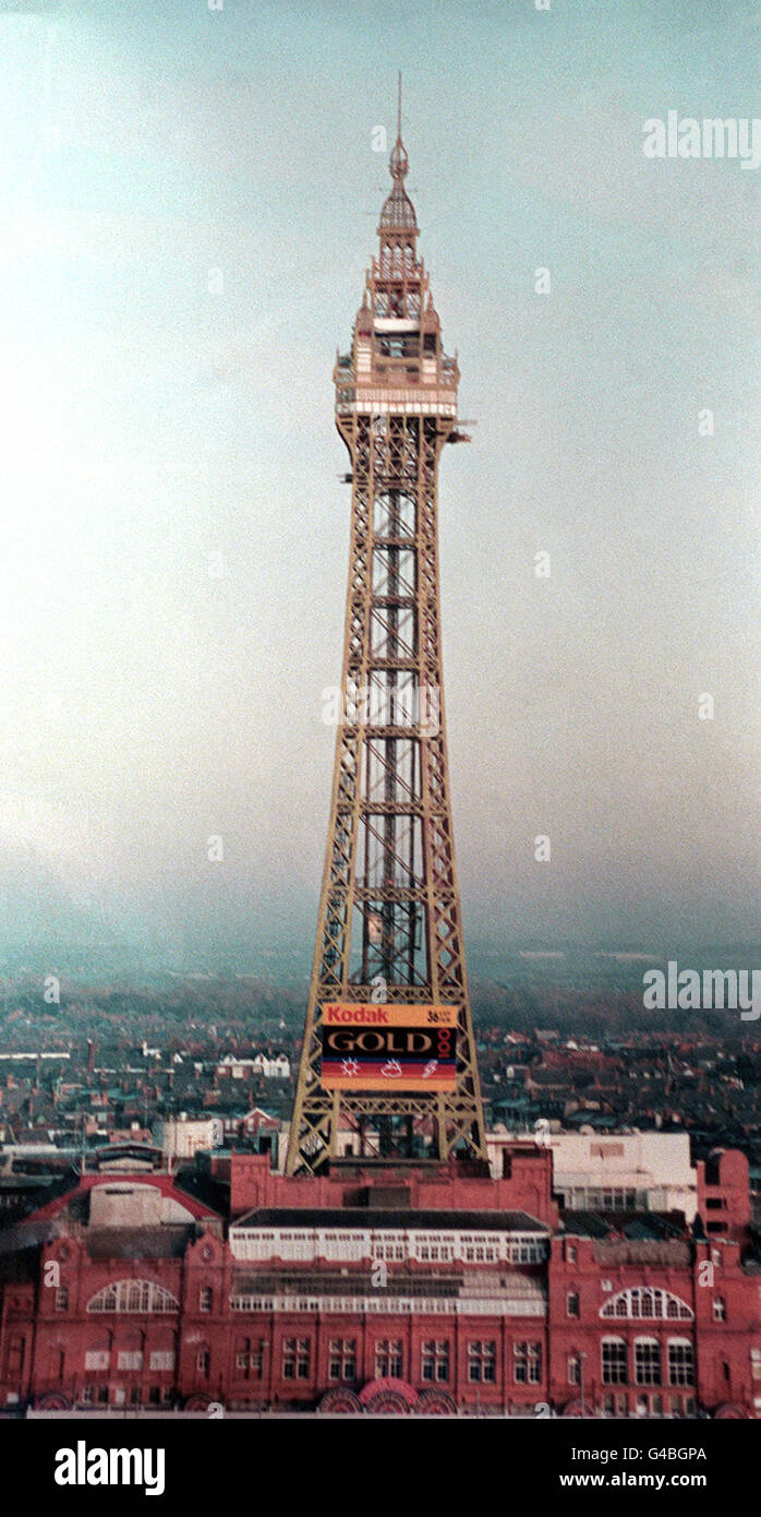 PA NEWS PHOTO 21/4/94 HOW BLACKPOOL TOWER WILL LOOK AFTER IT IS PAINTED ...