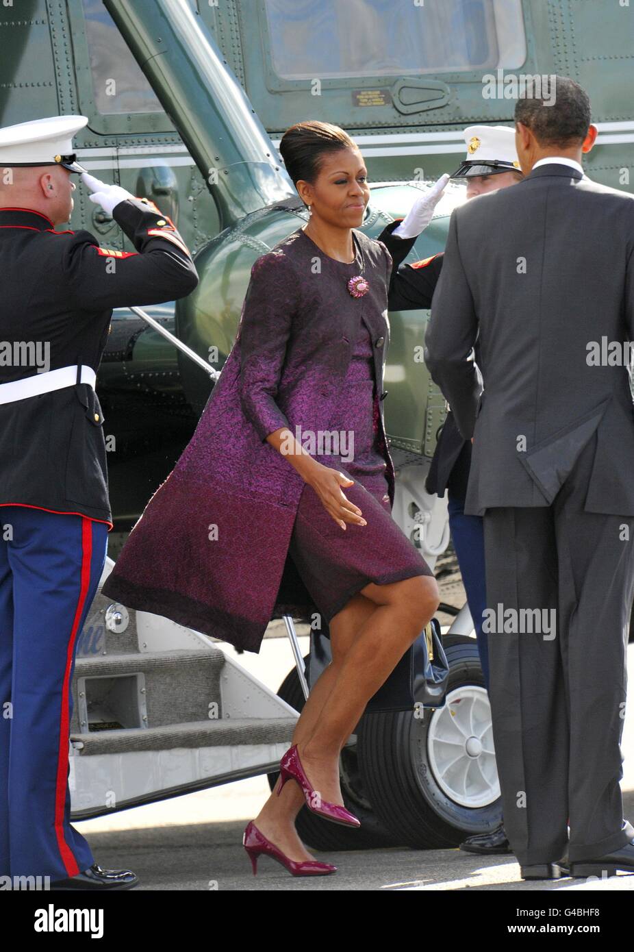 US President Barack Obama and first lady Michelle Obama arrive at ...